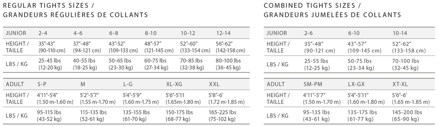 Mondor Size Charts - Canada – Mondor Canada